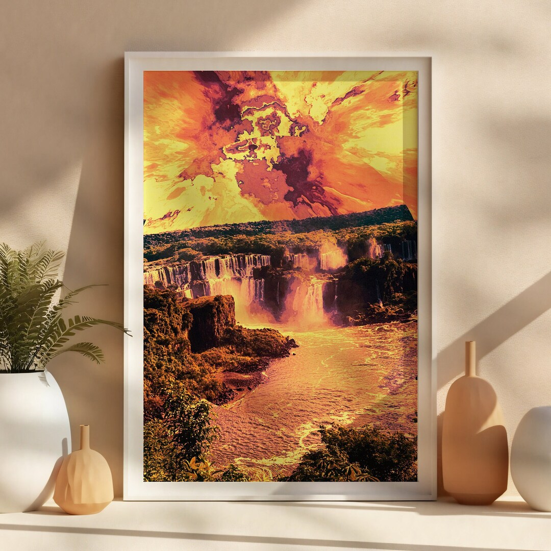 Trippy Distorted Abstract Landscape Art Print, Crazy Mountain Artwork ...