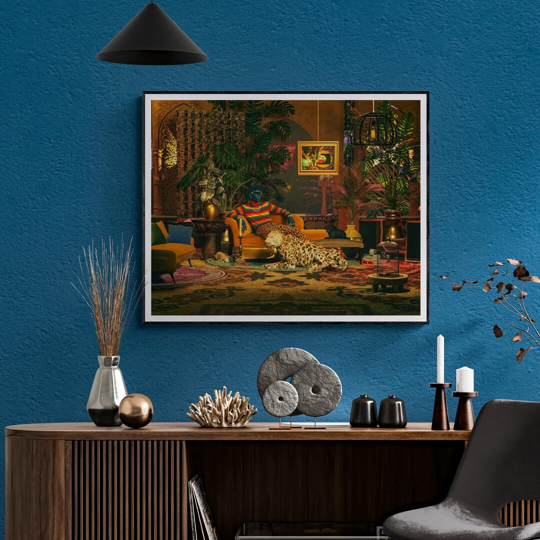 Tropical Afrofuturism Art Print, African Man Retro Fantasy, Eclectic ...