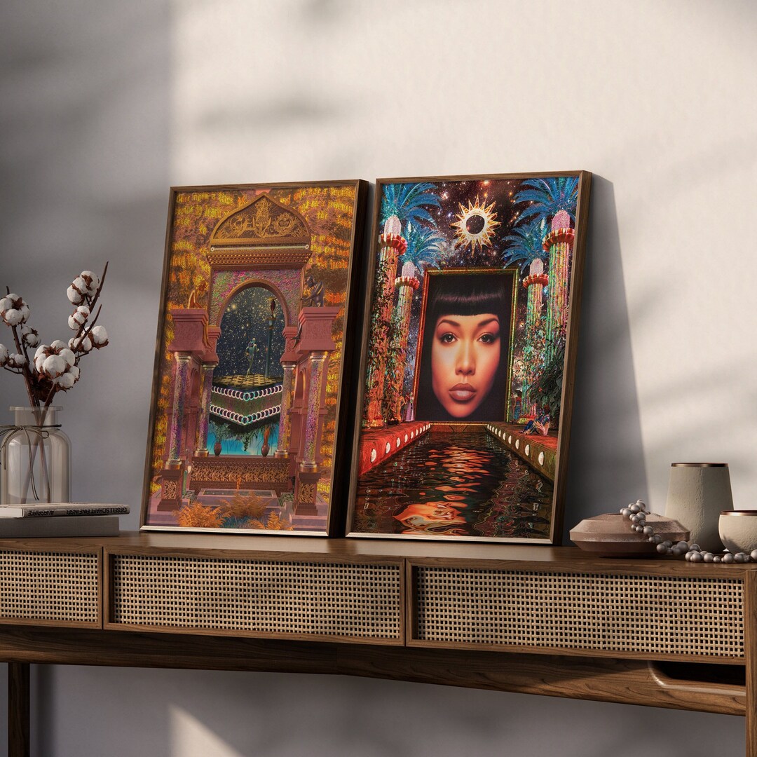 Tarot Magical Surreal Art Print SET OF 2, Vibrant Alchemy Psychedelic ...