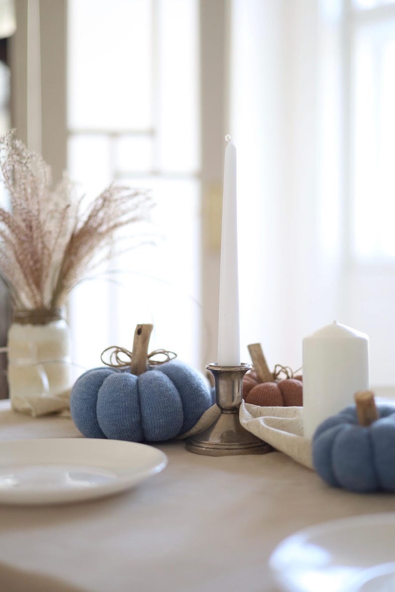 Blue Primitive Fall Decor Pastel Halloween Decor Thanksgiving Table ...