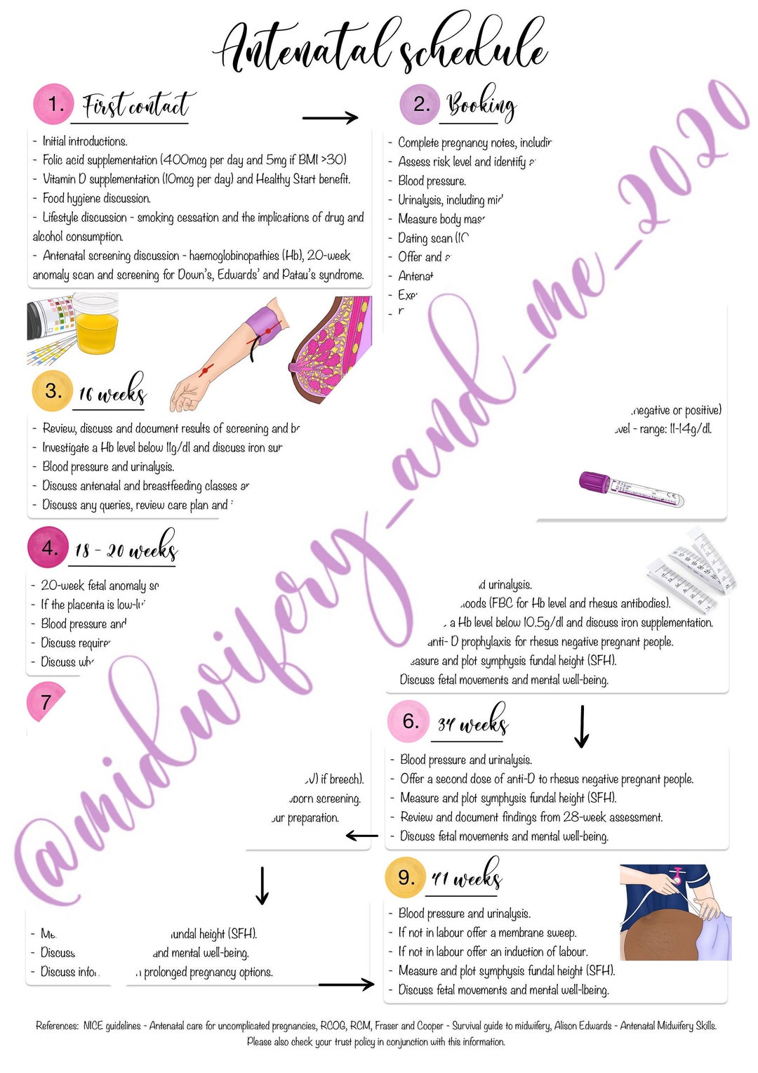 Antenatal Schedule of Care UK Revision/study Notes - Etsy