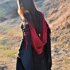 ERENAY Red Viking Dress With Cape, 100% Linen, Viking Cloak Dress ...