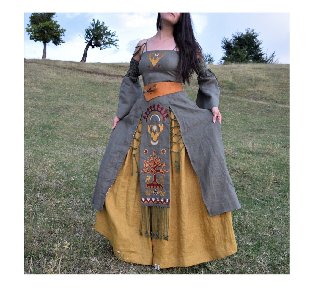 FRIDA Celtic Dress, 100% Linen, Norse Pagan, Viking Wedding Dress, Ren ...
