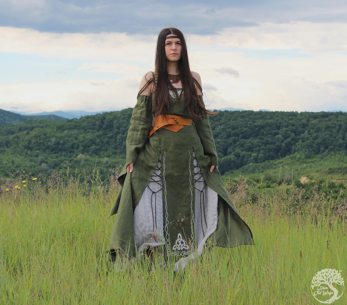 SIGRID Celtic Linen Dress Viking Costume Celtic Dress - Etsy