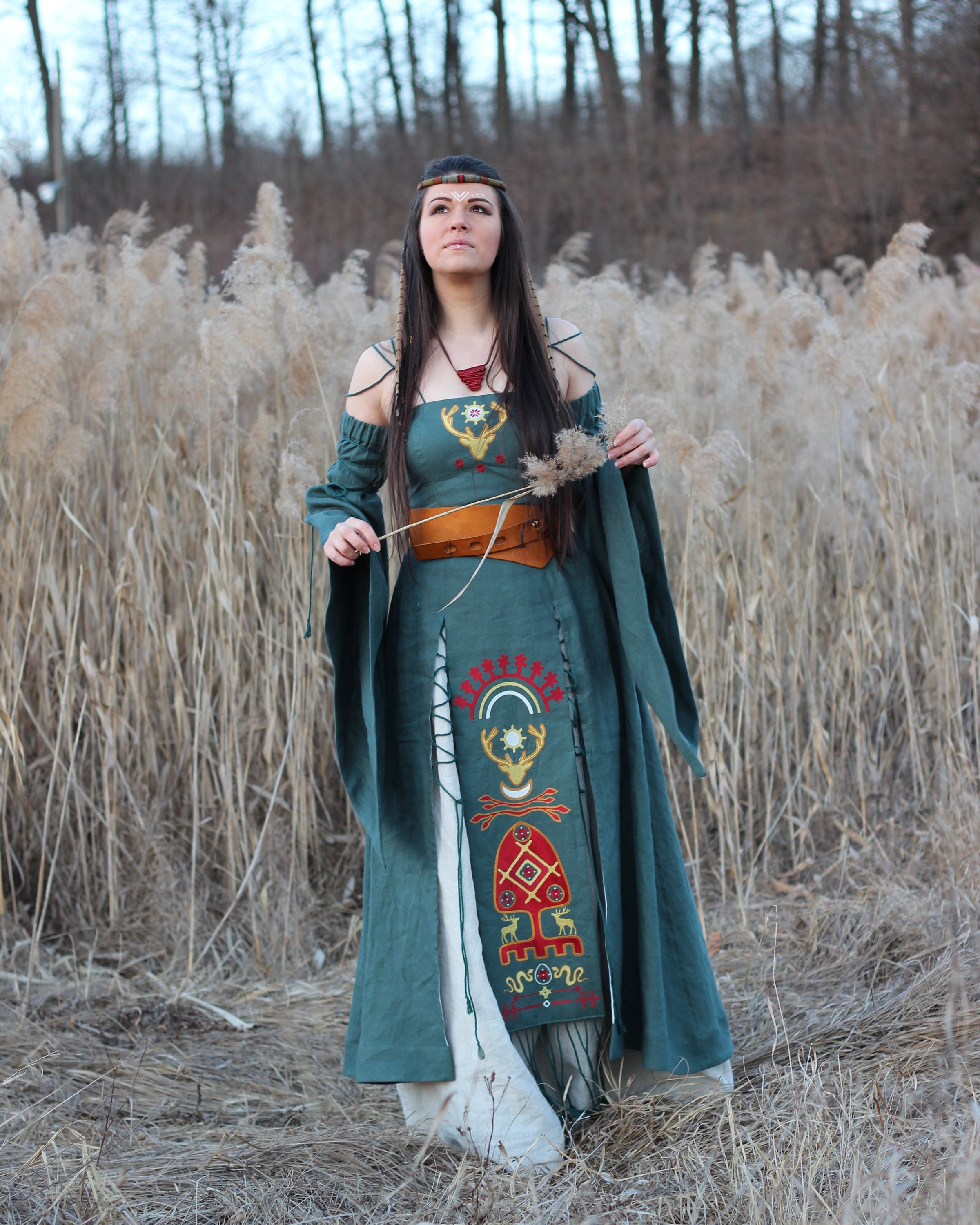 HELGA Larp Costume Elven, 100% Linen, Elven Dress, Renaissance Dress ...