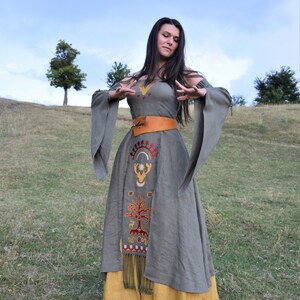 Frida Norse Pagan Dress, 100% Linen, Pagan Wedding Dress, Fantasy Dress ...