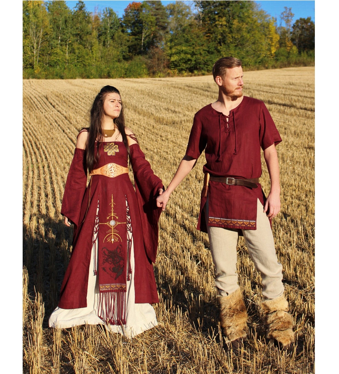 Matching Festival Clothing, 100% Linen, Larp Costume Set, Viking ...