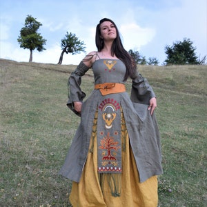 Frida Norse Pagan Dress, 100% Linen, Pagan Wedding Dress, Fantasy Dress ...