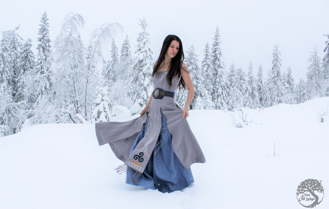 IMOGEN Pagan Dress, 100% Linen, Viking Wedding Dress, Fantasy Dress ...