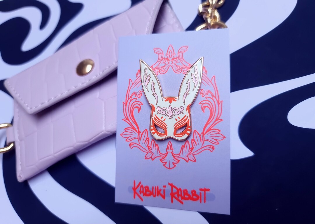 Kabuki Rabbit Japanese Inspired Enamel Pin Badge, Accessory for Tote ...