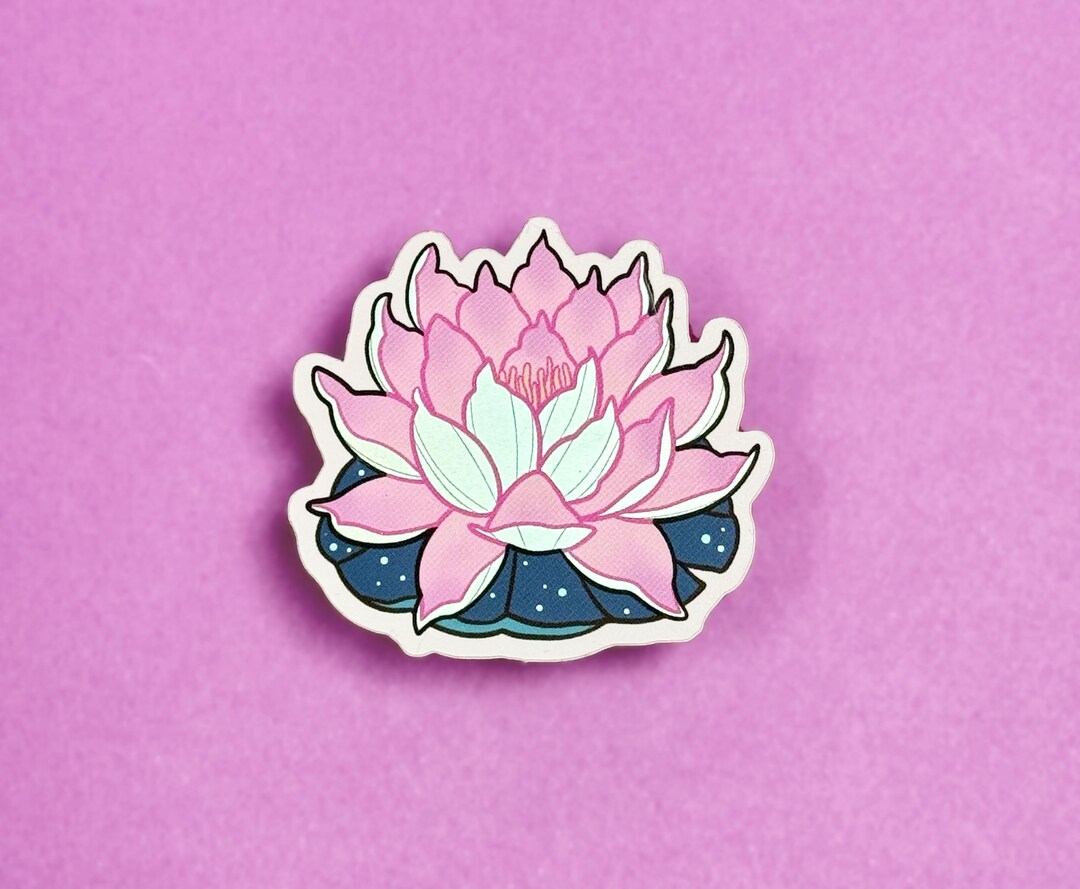 Pink Lotus Lily Pad Sticker, Waterproof Vinyl Decal - Etsy