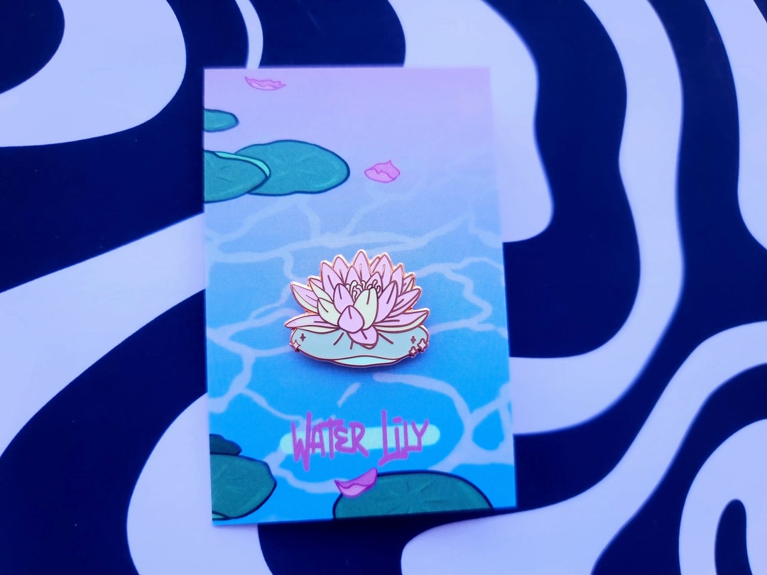 Water Lily Enamel Pin Badge With Rose Gold Backing, Pins, Accessories ...