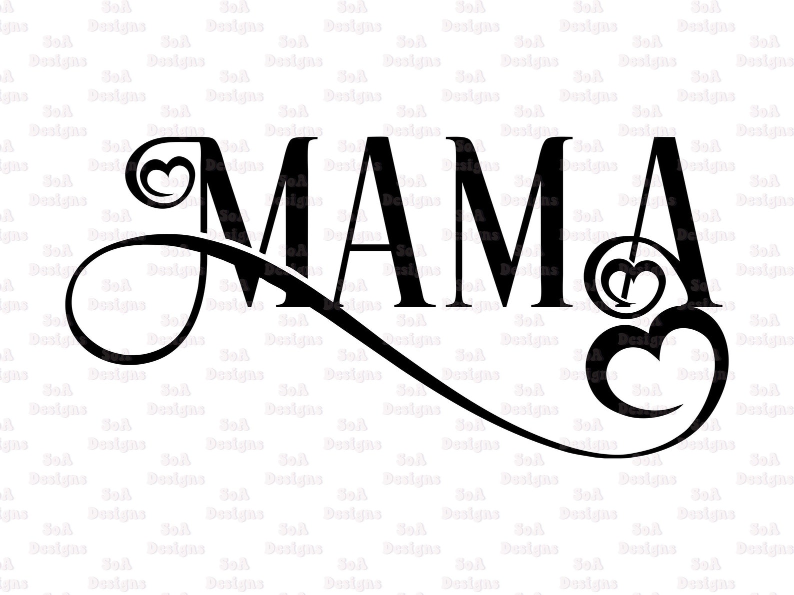 Mama Svg, Mother's Day, Font With Hearts, Svg Files for Cricut, Tshirt ...