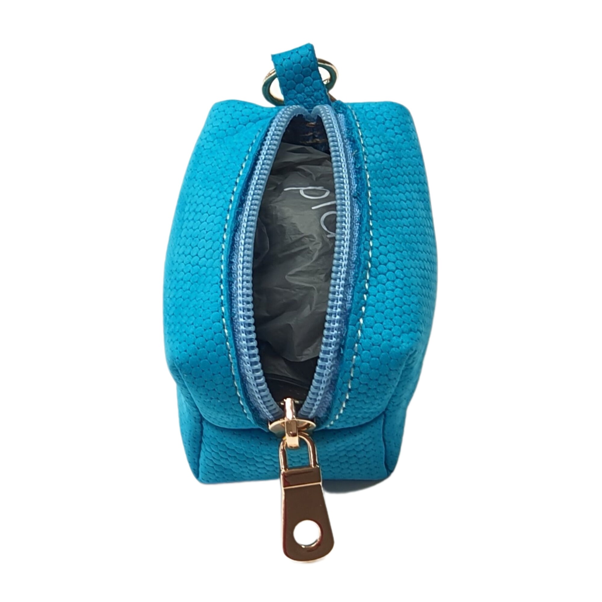 Blue luxury leather dog poo bag holder dog poop bag | Etsy