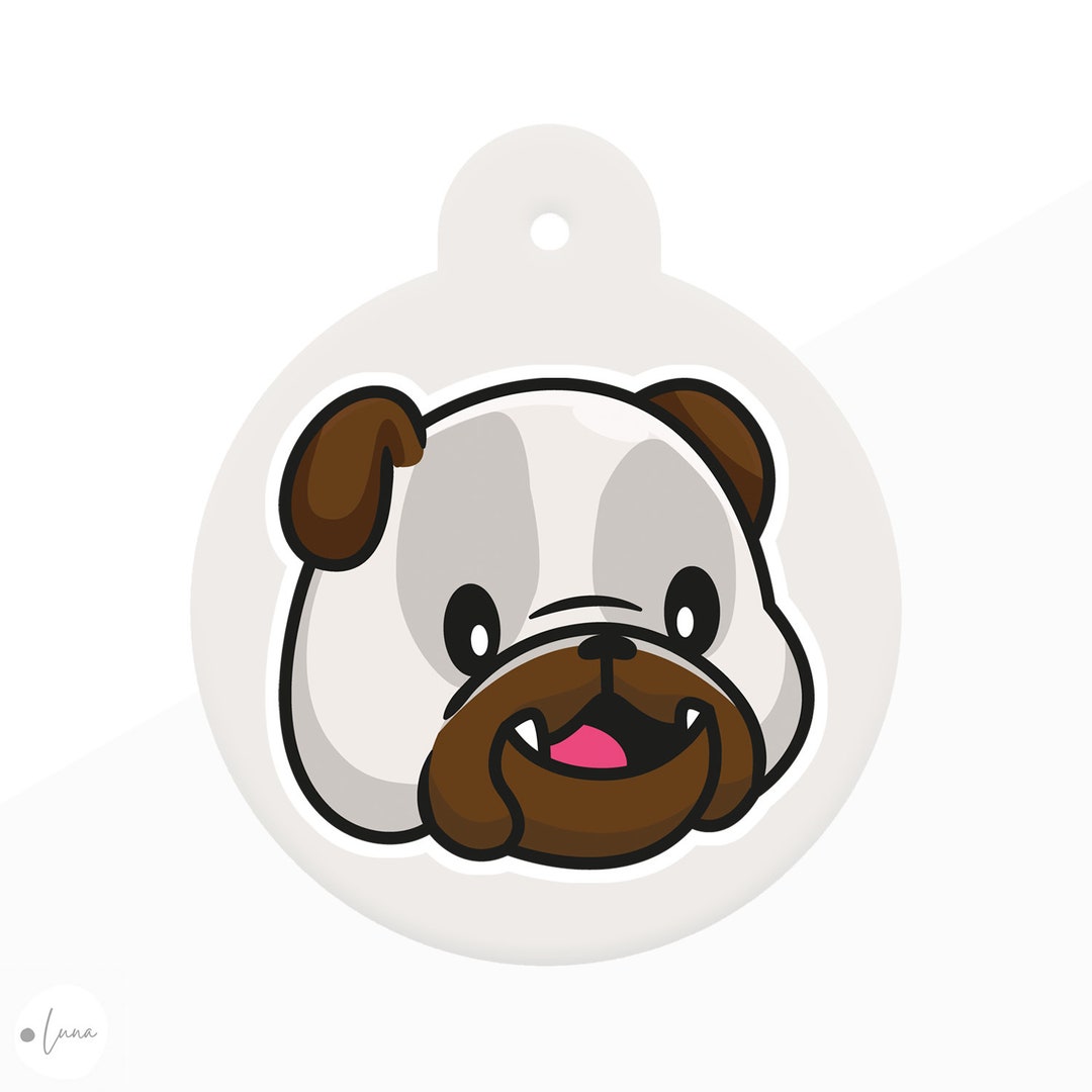 Dog ID Tag for Bulldog Cartoon Style With 4 Breed Colour Options in 5 ...