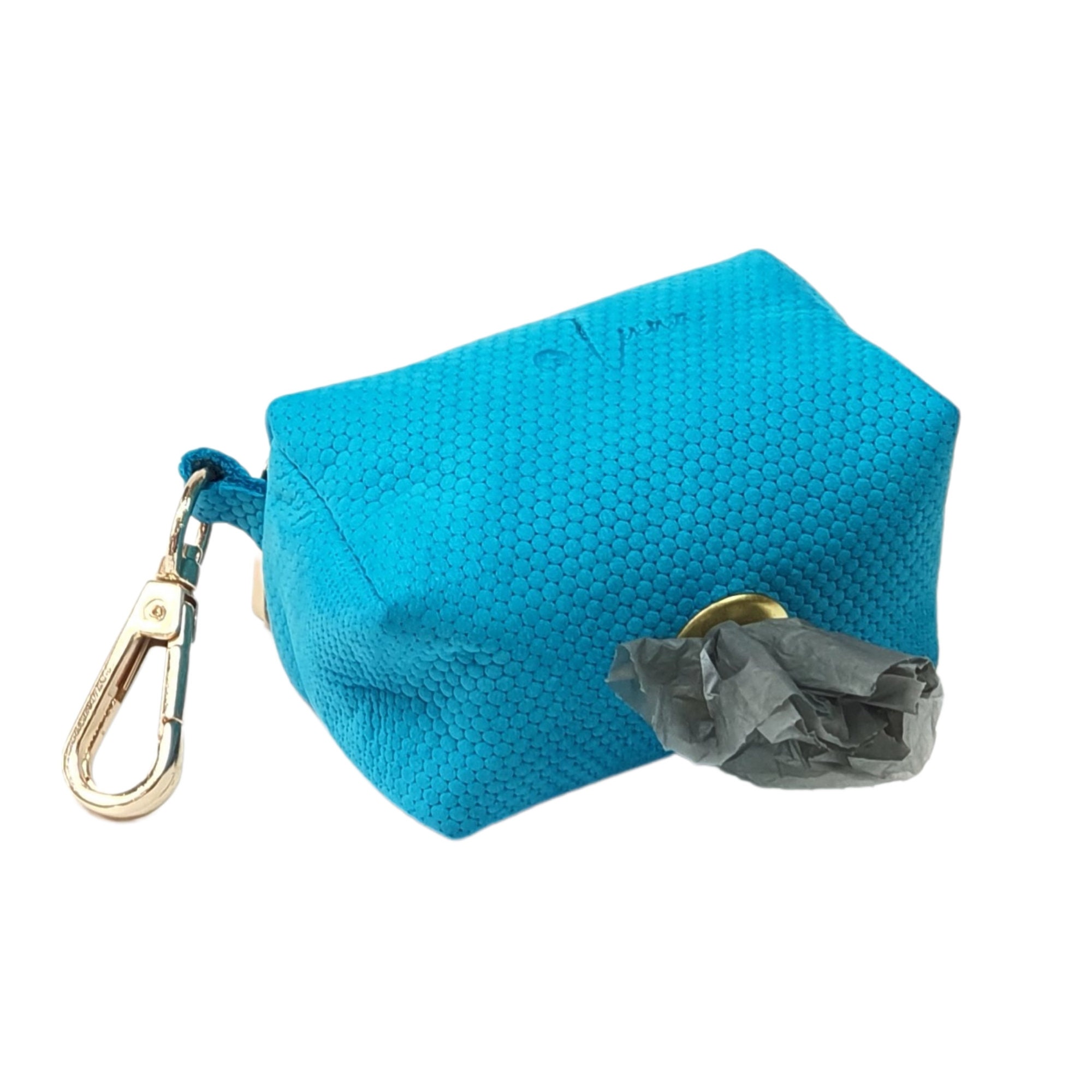 Blue luxury leather dog poo bag holder dog poop bag | Etsy