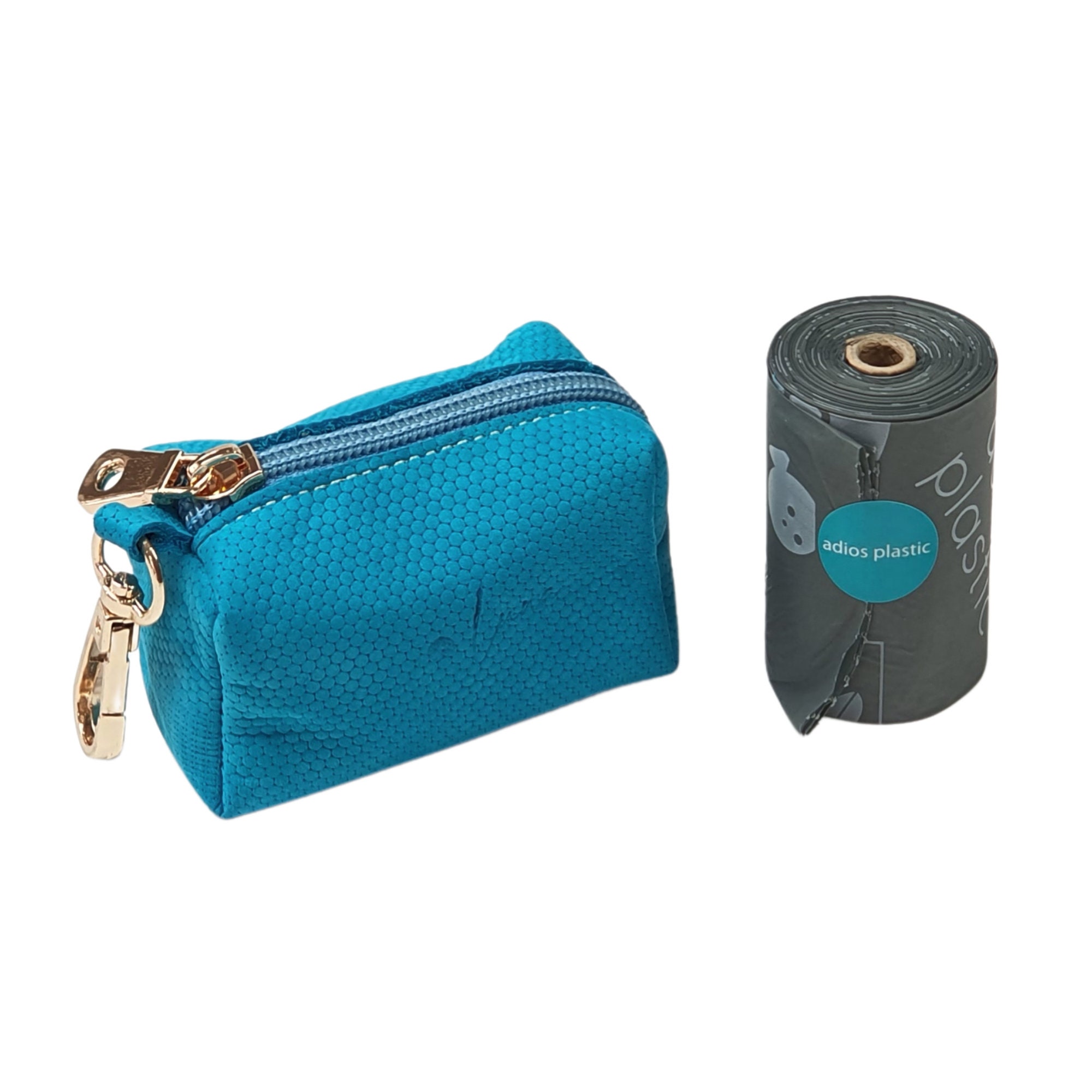 Blue luxury leather dog poo bag holder dog poop bag | Etsy