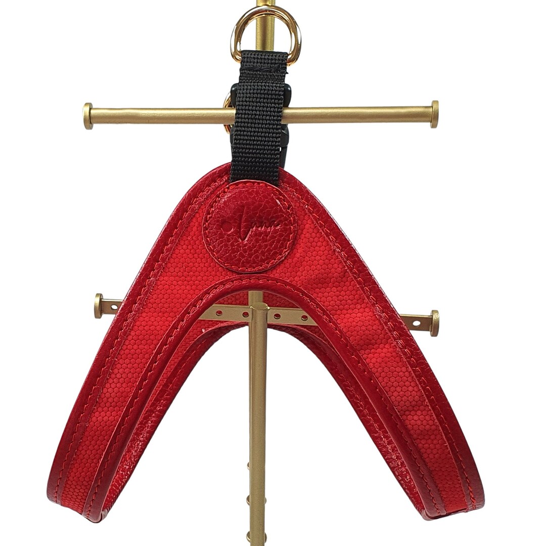 Red Luxury Leather Dog Harness, Step-in Dog Harness, Genuine Leather ...