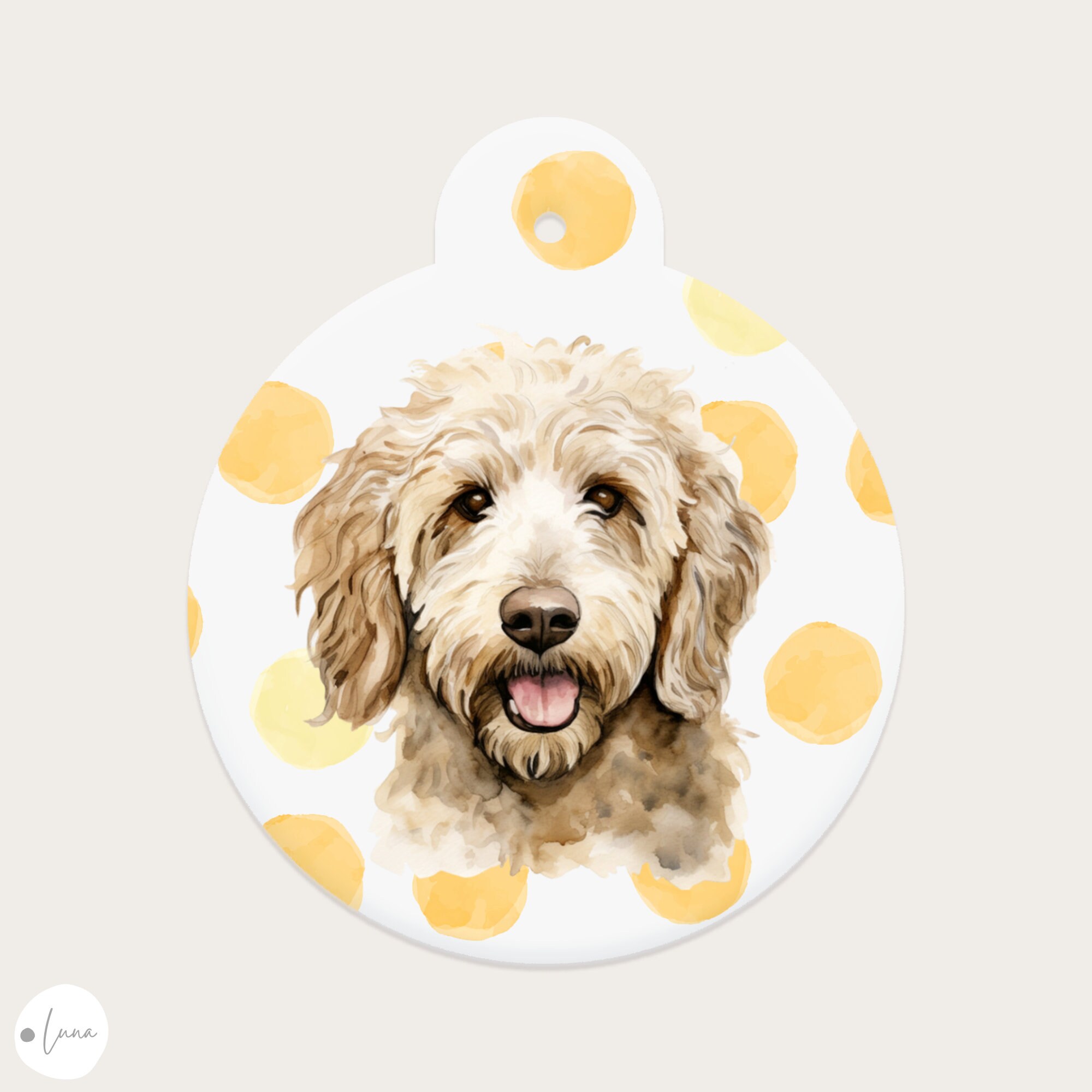 Labradoodle Dog ID Tag Watercolour Style With 6 Breed Colour Options in ...