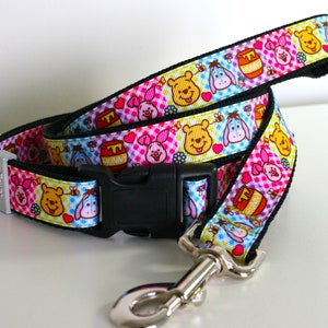 Winnie the Pooh Dog Collar or Matching Lead Leash Seat Belt 3/4" or 1 ...