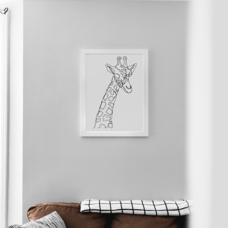 Giraffe Printable Wall Art | Line Drawing | Minimalist Poster | Wall ...