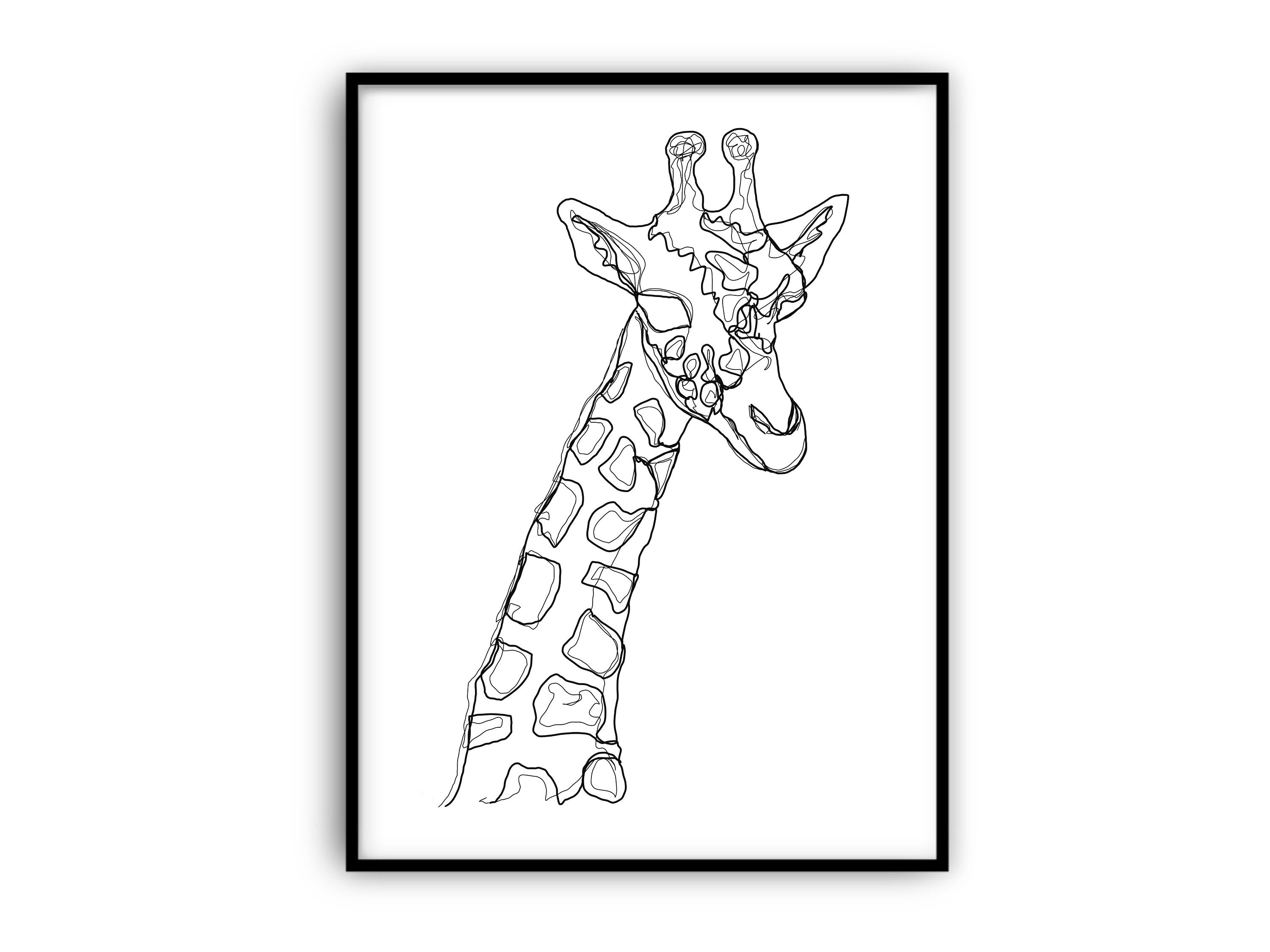 Giraffe Printable Wall Art | Line Drawing | Minimalist Poster | Wall ...