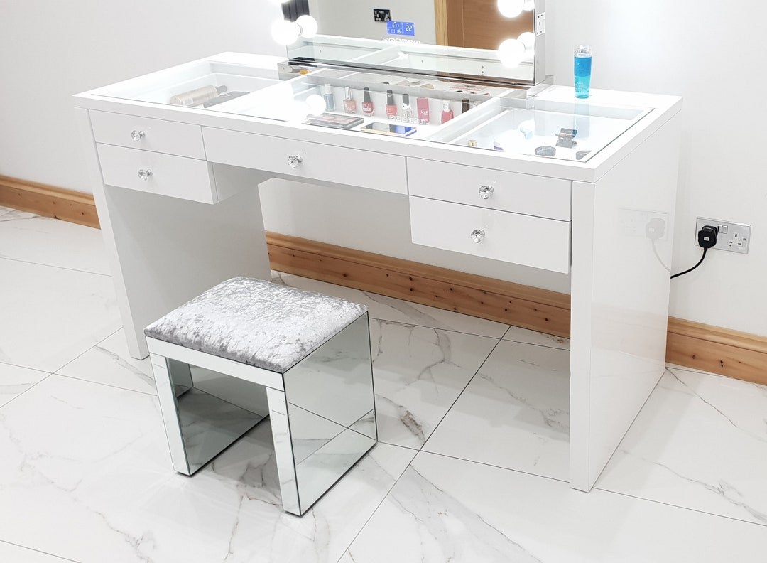 Dressing Table Extra Large Salon Grade High-gloss Pro Clear Glass Top ...