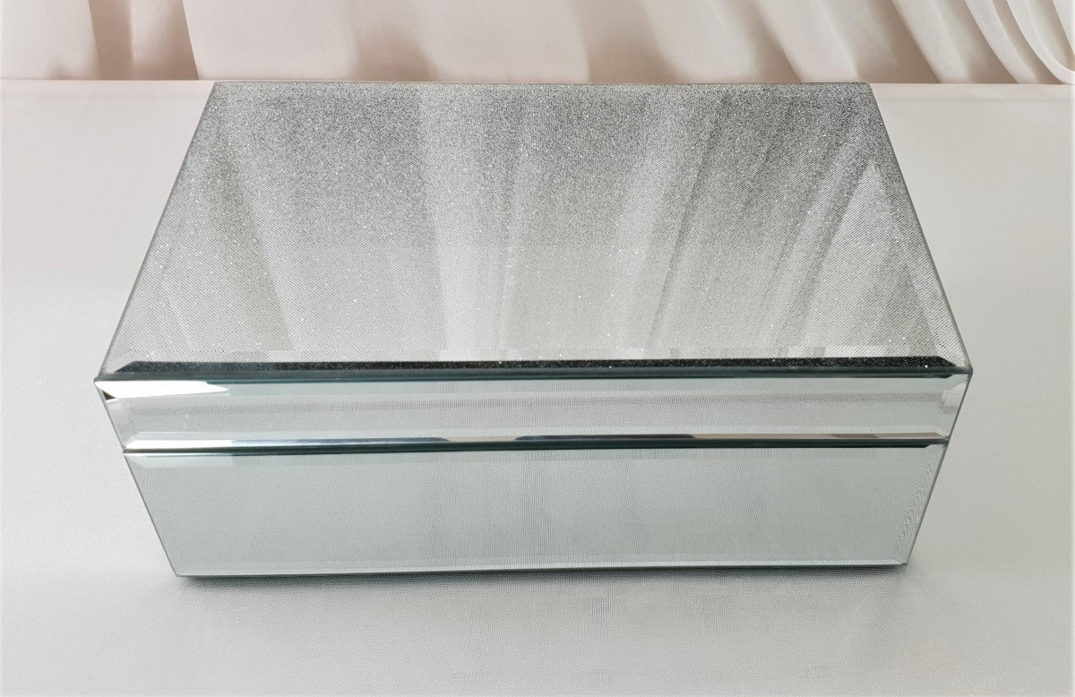 Jewellery Box Sparkle Glass Silver Mirrored Glass Jewellery Box Gift ...