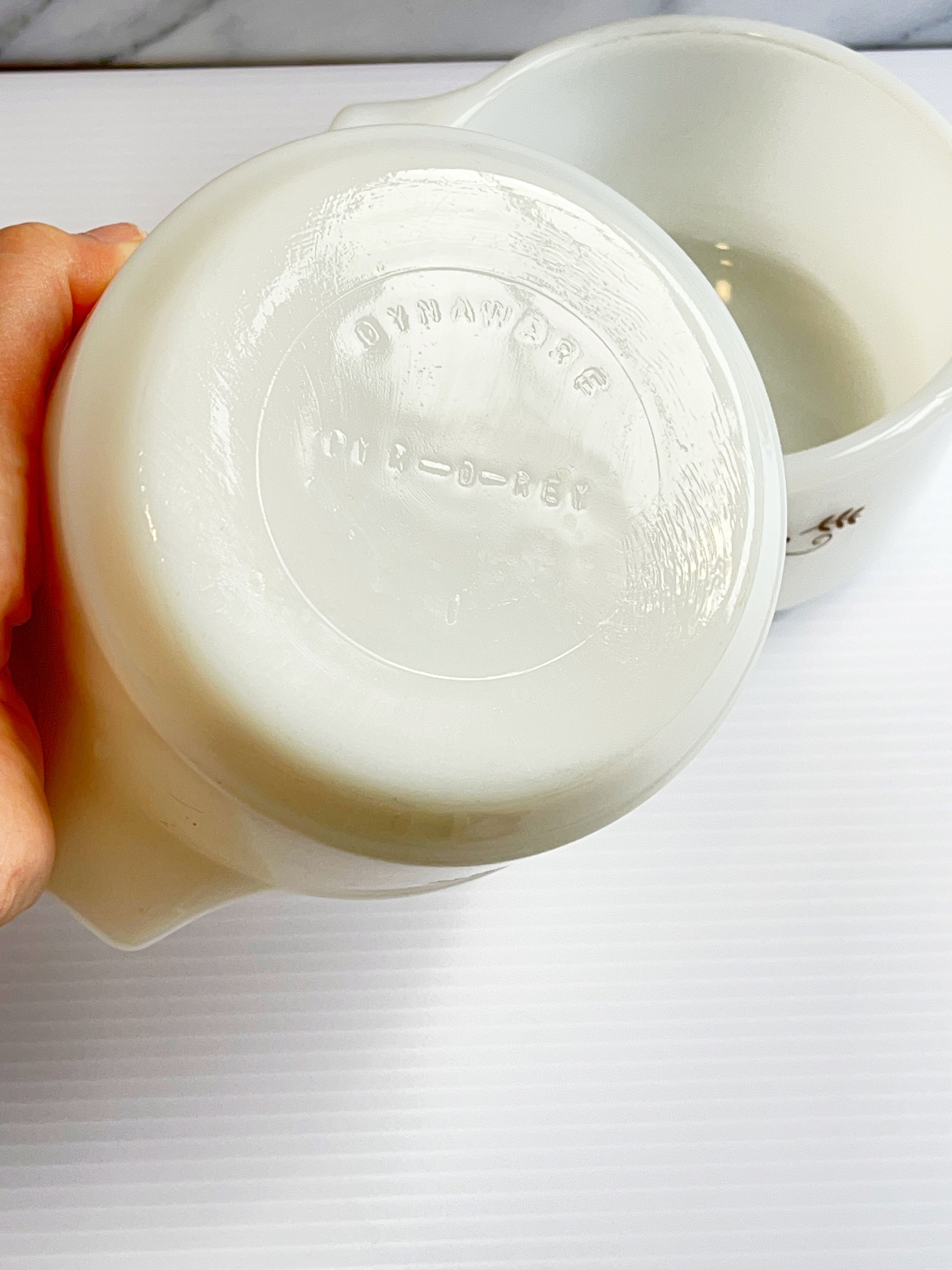 Dynaware Pyr-o-rey Milk Glass Ovenware Bowls, Set of 2, Brown Daisy ...