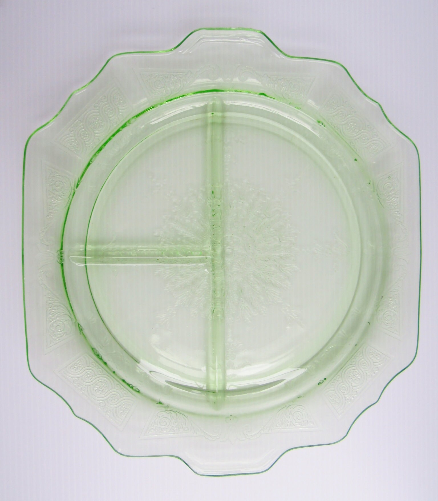 Princess Green Uranium Glass Plate, Anchor Hocking, Handled Grill Plate ...