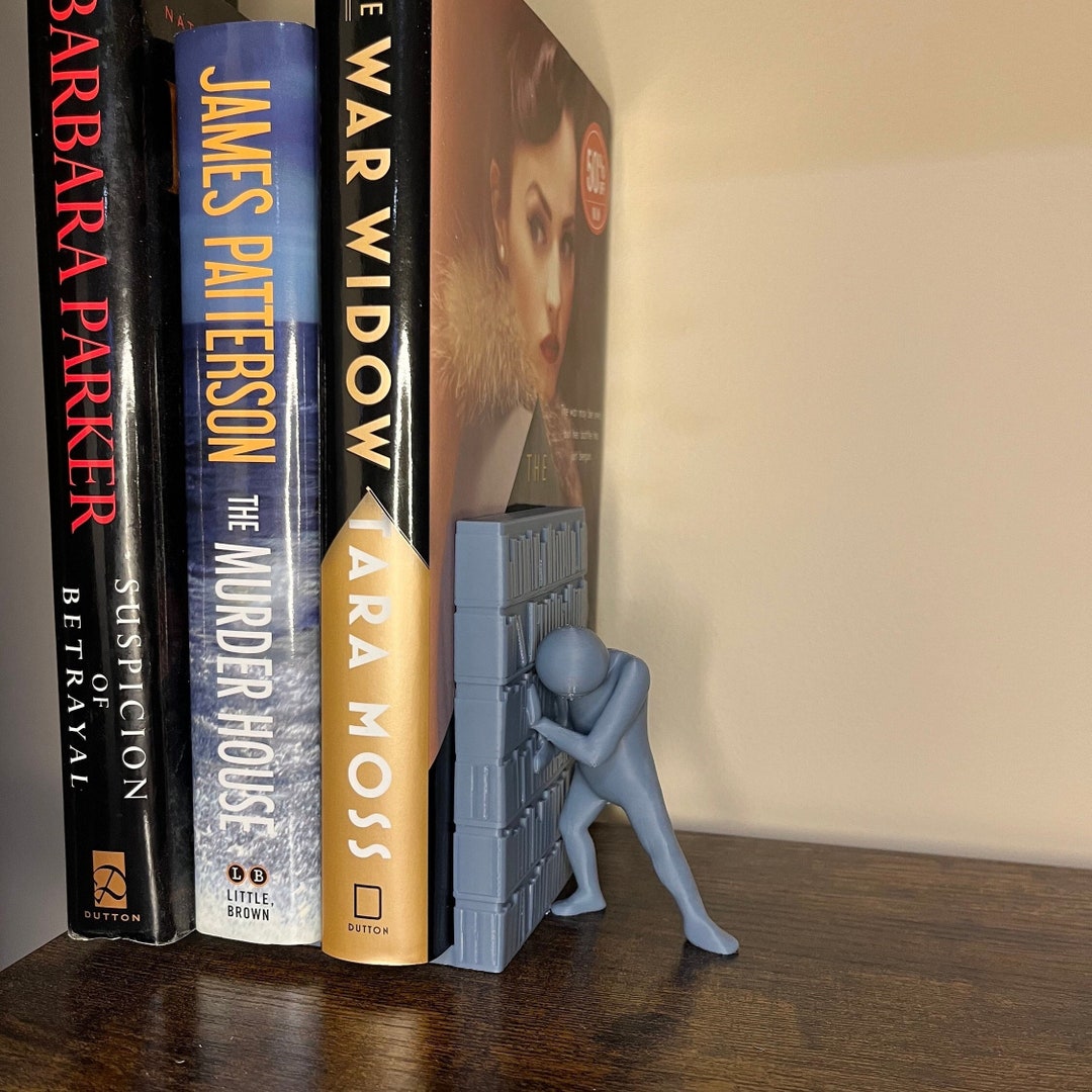 Bookcase Bookend - Person Pushing Bookcase - 3D Printed - Book Lover ...