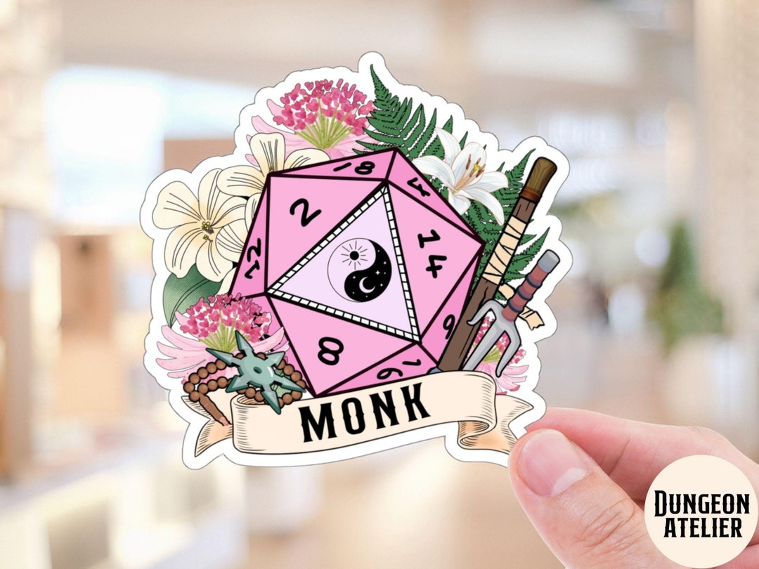 MONK DND STICKER, Dnd Class Sticker, Dnd Vinyl Sticker, Dungeons and ...