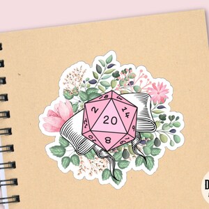 DND FLORAL STICKER, Druid Sticker, Dnd Floral Dice, Flower D20 Sticker ...