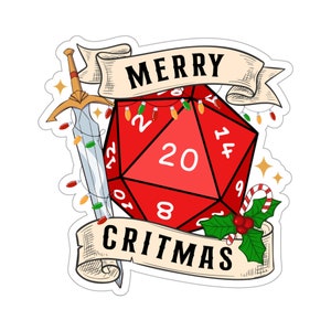 DND CHRISTMAS Sticker, Dnd Sticker, Merry Critmas Sticker, D&D ...