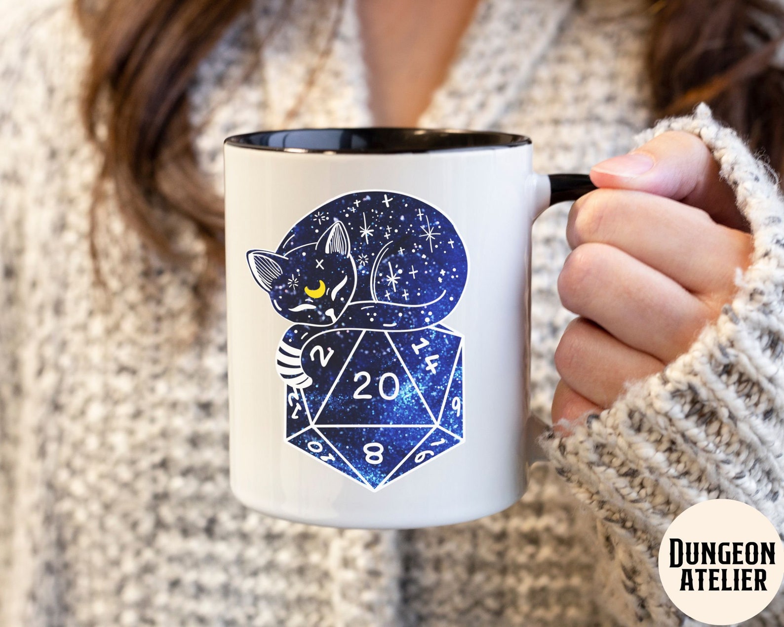 CAT DND MUG D&d Cat Mug Cat Dice Set Dnd Gift for Her - Etsy