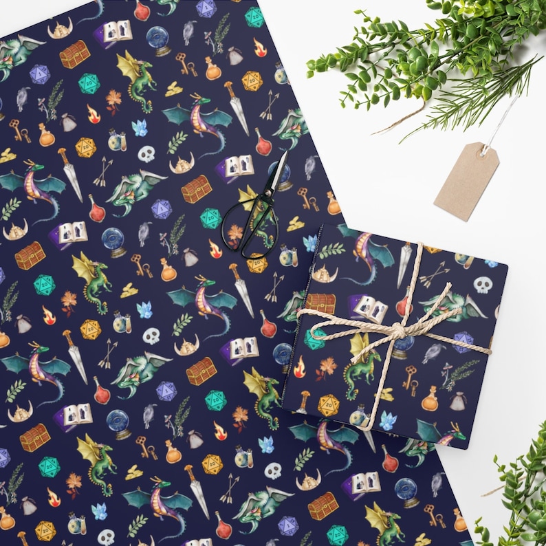 DND WRAPPING PAPER, Dungeons and Dragons Wrapping Paper, Dnd Gift Wrap ...
