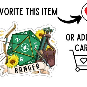 DND RANGER Sticker, Dnd Class Sticker, Dnd Vinyl Sticker, Ranger ...