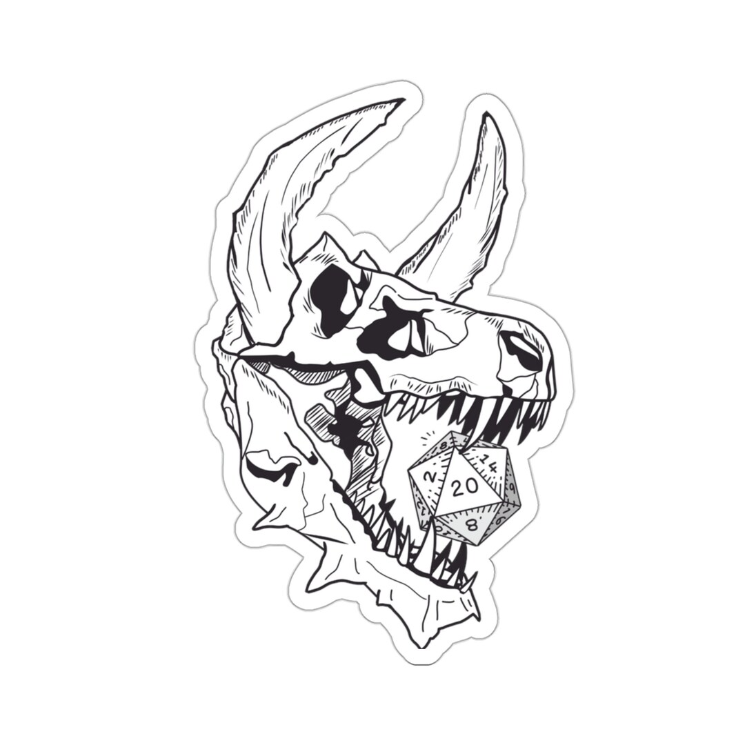 DND Sticker, DRAGON Sticker, Dragon D20 Sticker, Undead Dragon ...