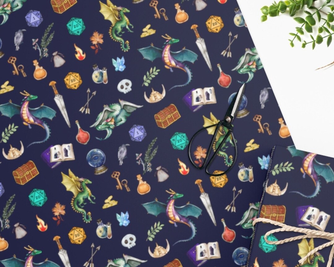 DND WRAPPING PAPER, Dungeons and Dragons Wrapping Paper, Dnd Gift Wrap ...