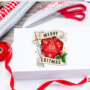 DND CHRISTMAS Sticker, Dnd Sticker, Merry Critmas Sticker, D&D ...