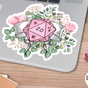 DND FLORAL STICKER, Druid Sticker, Dnd Floral Dice, Flower D20 Sticker ...
