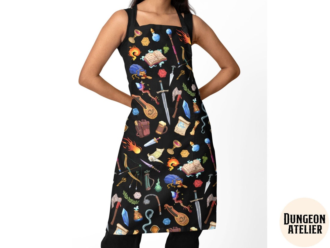 DND APRON, D&d Apron, Fantasy Apron, Dnd Kitchen Gift, Dungeons and ...