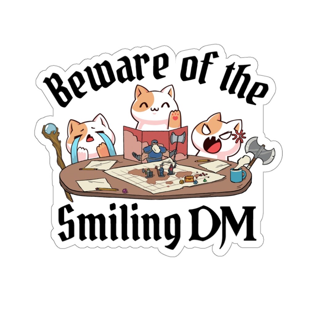 Dungeon Master Dnd Sticker Dm Sticker Cats Playing Dnd - Etsy