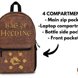 DND BACKPACK, Bag of HOLDING, Dnd Backpack for School, Dnd Bag of ...