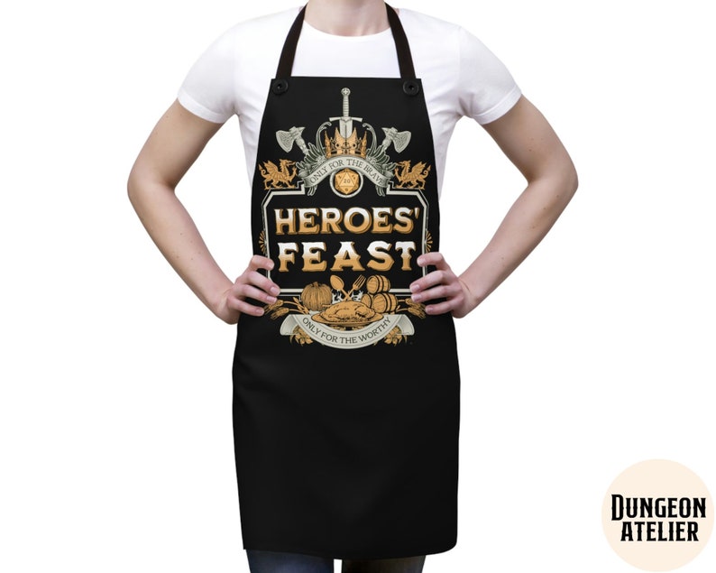 DND APRON, Dnd Kitchen Gift, Heroes' Feast Apron, D&d Apron, Dungeons ...