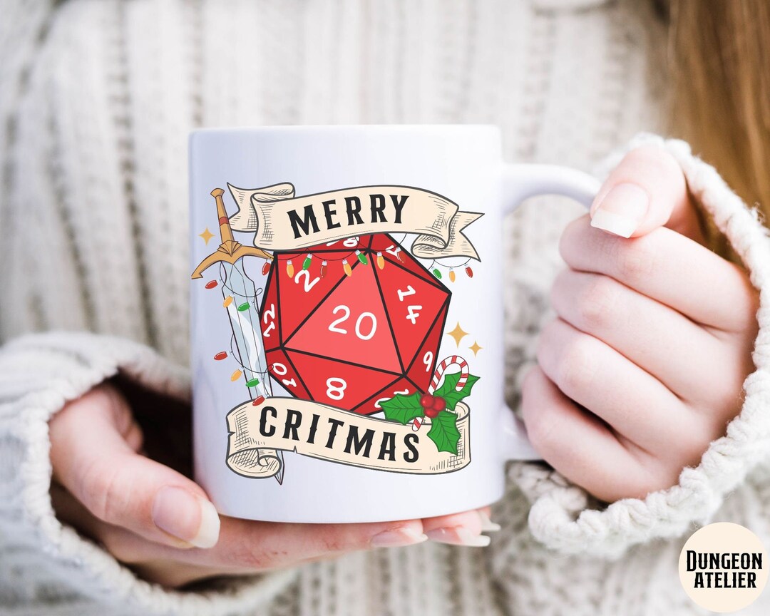 DND CHRISTMAS MUG, Christmas Dice, Dnd Mug Christmas, Merry Critmas Mug ...