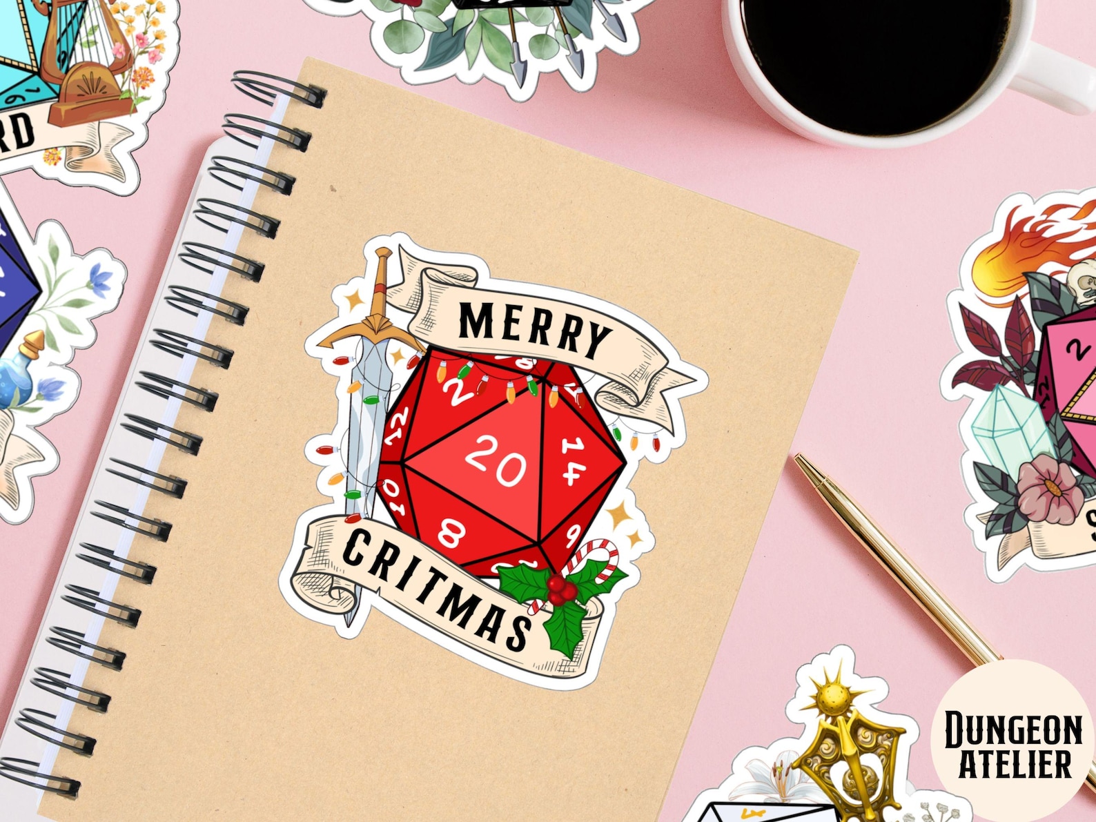 DND CHRISTMAS Sticker, Dnd Sticker, Merry Critmas Sticker, D&D ...