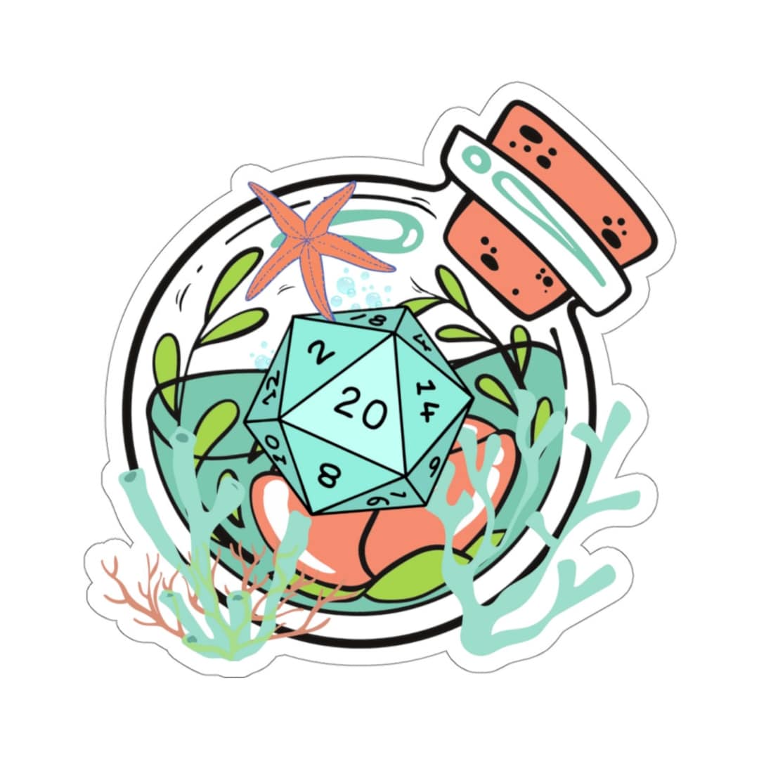 DND BEACH DICE, Dnd Sticker Dice, Dice in a Bottle, Dnd Vynil Stickers ...