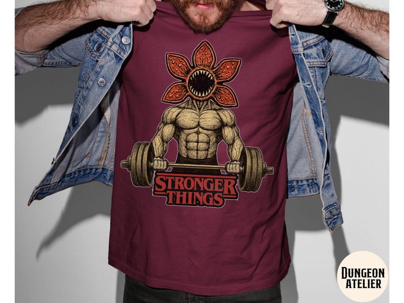 Demogorgon Weightlifting Stronger Things Tee | Funny Stranger Things ...