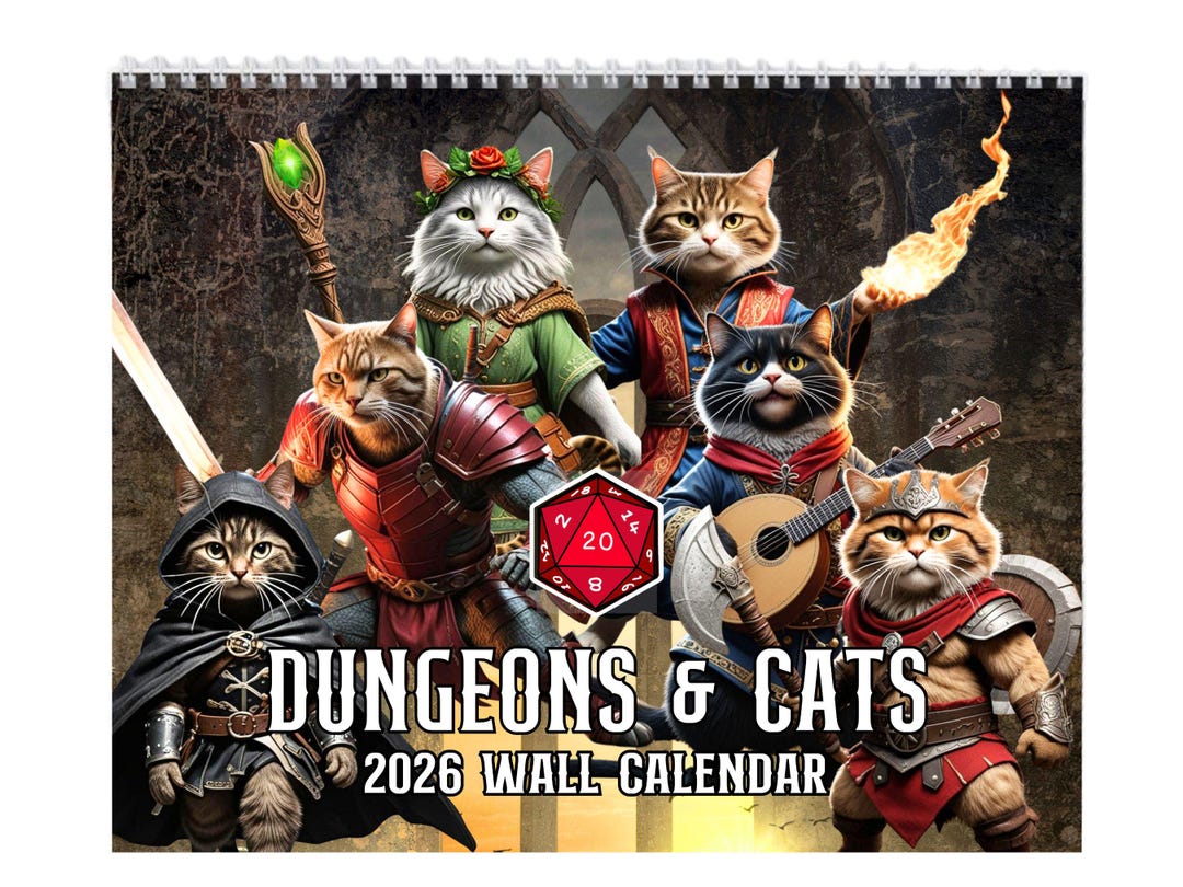 DND CALENDAR 2026: Cat Calendar, Dungeons Dragons Dnd Christmas Gift ...